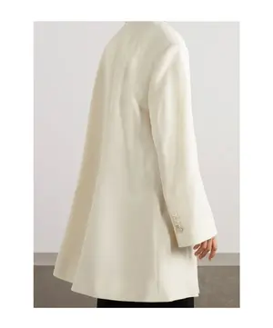 Wardrobe.NYC Oversized Double-breasted Grain De Poudre Wool Coat - White