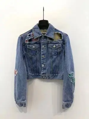 Marni Distressed Lapel Denim Jacket