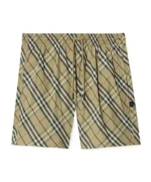 Burberry Checked Drawstring Swim Shorts - Gray