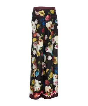 Dolce & Gabbana Floral Print Wide-leg Trousers - Black