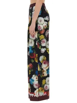 Dolce & Gabbana Floral Print Wide-leg Trousers - Black