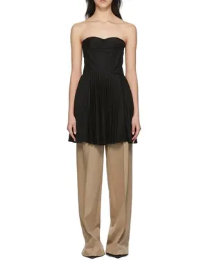 Rokh Strapless Pleated Dress