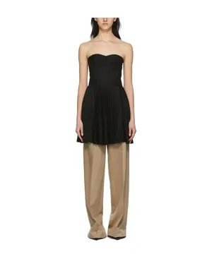Rokh Strapless Pleated Dress