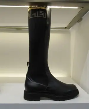 Fendi Ribbed Detail Ff-logo Knee-high Boots
