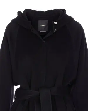 Pinko Belted Hooded Coat
