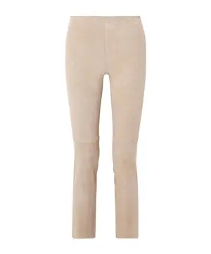 Stouls Suede Paneled Cropped Leggings - Nude