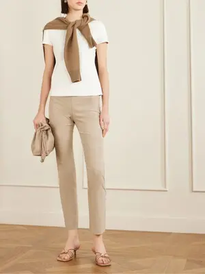 Stouls Suede Paneled Cropped Leggings - Nude