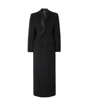 Wardrobe.NYC Double-breasted Silk-satin Trimmed Wool Coat
