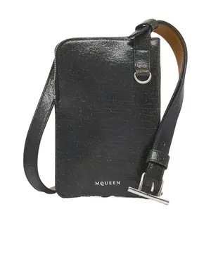 Alexander McQueen Logo-lettering Phone Pouch - Black/camel