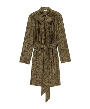 Saint Laurent Paisley Print Long Sleeve Dress With Tie Detail - No