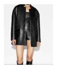 Gucci Gg Embossed Leather Stand Collar Jacket - Black