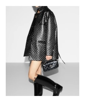 Gucci Gg Embossed Leather Stand Collar Jacket - Black