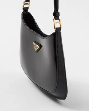Prada Cleo Shoulder Bag With Logo Plaque - Black