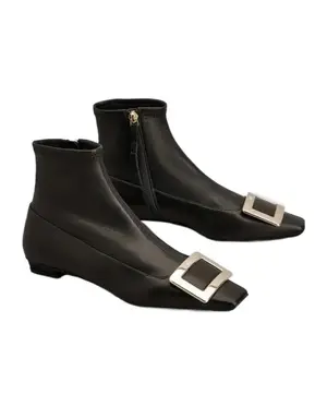 ROGER VIVIER Belle Vivier Leather Ankle Boots With Buckle Detail
