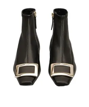 ROGER VIVIER Belle Vivier Leather Ankle Boots With Buckle Detail