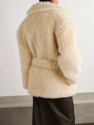 Stella McCartney Wool-blend Fleece Shawl Collar Belted Coat