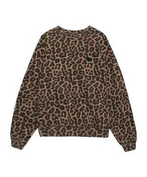 ANINE BING Leopard Print Crewneck Sweatshirt - Black/brown