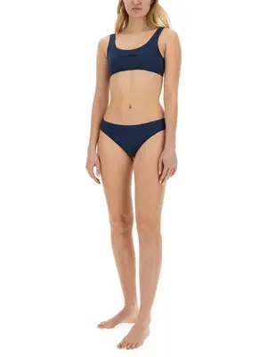JIL SANDER Logo Scoop Neck Bikini Top - Blue