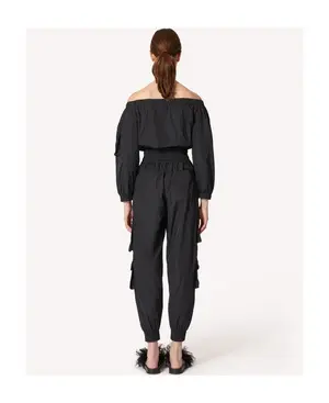 Red Valentino Off-shoulder Cropped Zip-up Top