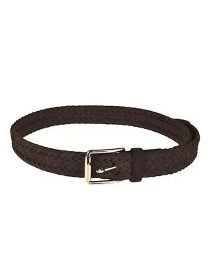 TOD'S Logo Engraved Detailed Woven Belt - Black