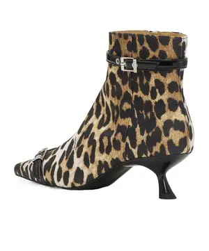 GANNI Printed Pointed-toe Ankle Boots
