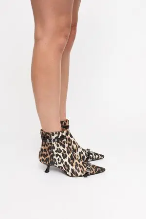 GANNI Printed Pointed-toe Ankle Boots