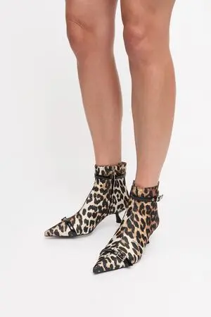 GANNI Printed Pointed-toe Ankle Boots