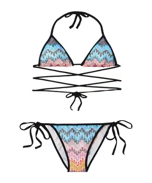 Missoni Sequin-embellished Striped Crochet-knit Triangle Bikini - Black
