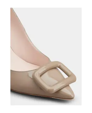 ROGER VIVIER Viv' Choc Lacquered Buckle Pumps - Beige