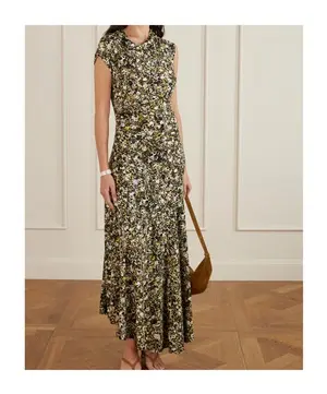 Proenza Schouler Tamara Asymmetric Draped Printed Jersey Maxi Dress - Green