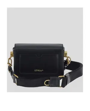 Off-White Binder Foldover Top Shoulder Bag - Black