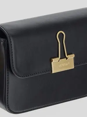Off-White Binder Foldover Top Shoulder Bag - Black
