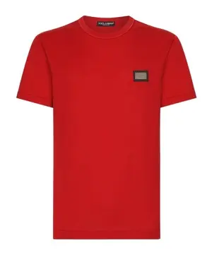 Dolce & Gabbana Dolce Gabbana Branded-tag Crewneck T-shirt - Red