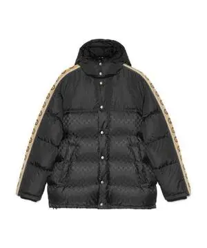Gucci Monogram Pattern Padded Coat - Black