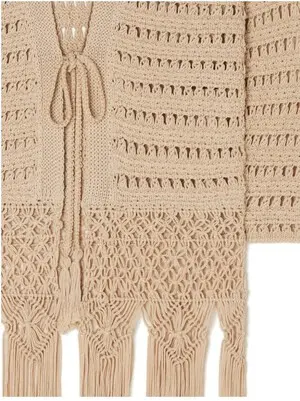 Alanui Crochet V-neck Fringed Cardigan