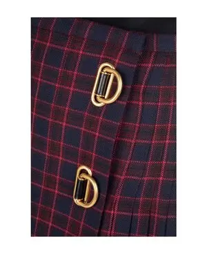 Burberry Checked Wool Pleated Skirt