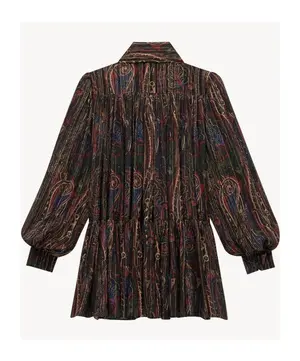 Saint Laurent Lavallière Paisley Long-sleeved Dress
