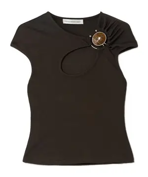 Christopher Esber Ribbed Knit Cut Out T-shirt