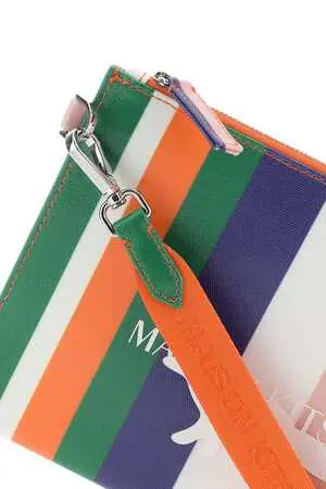 Maison Kitsuné Striped Canvas Logo Pouch