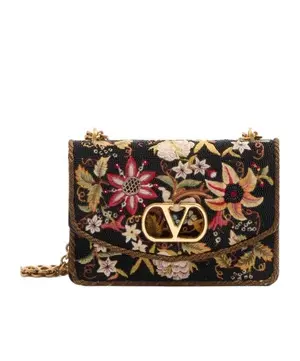 Valentino Garavani Embroidered Foldover Shoulder Bag