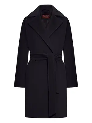 Max Mara Max Mara Studio Scire Belted Long-Sleeved Coat Black
