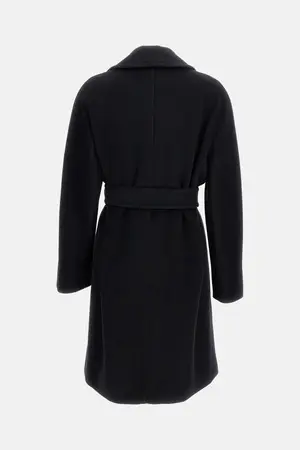 Max Mara Scire Belted Long-sleeved Coat - Black