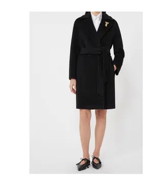 Max Mara Scire Belted Long-sleeved Coat - Black