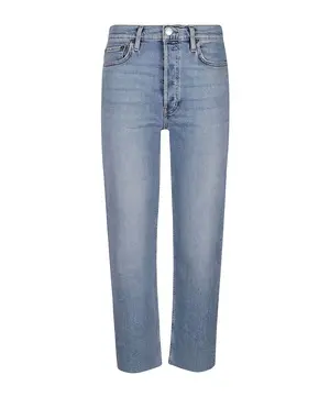 RE/DONE Straight Leg Cropped Jeans With Raw Edge Hem