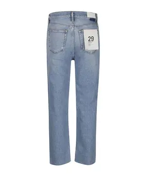 RE/DONE Straight Leg Cropped Jeans With Raw Edge Hem