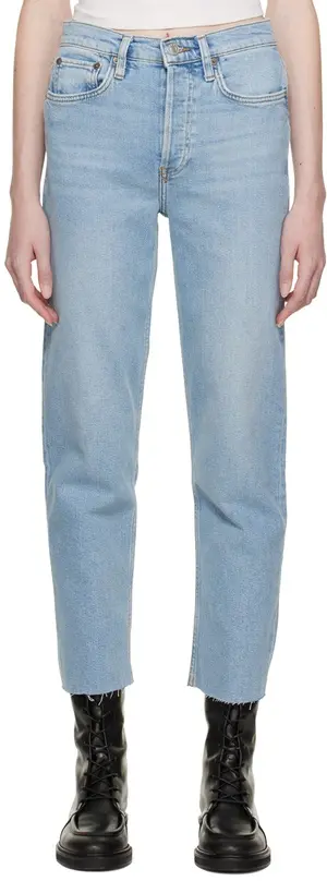 RE/DONE Straight Leg Cropped Jeans With Raw Edge Hem