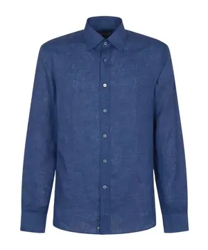 Canali Textured Long-sleeve Shirt - Blue