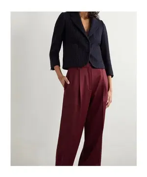 Dries Van Noten Cropped Pinstriped Wool Blazer