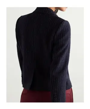 Dries Van Noten Cropped Pinstriped Wool Blazer