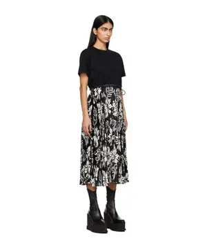 Sacai Floral-print Pleated Midi Dress